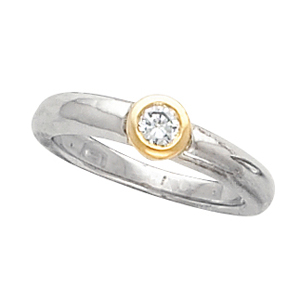 14k Gold Russian CZ/Cubic Zirconia Bezel Engagement Ring , Cubic ...