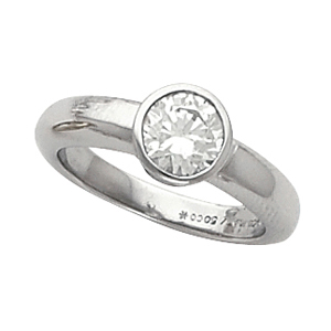 14k Gold Russian CZ/Cubic Zirconia Bezel Engagement Ring , Cubic ...