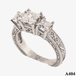 14k Gold 2 ctw 3 Stone Antique Princess CZ Cubic Zirconia Ring , Cubic ...