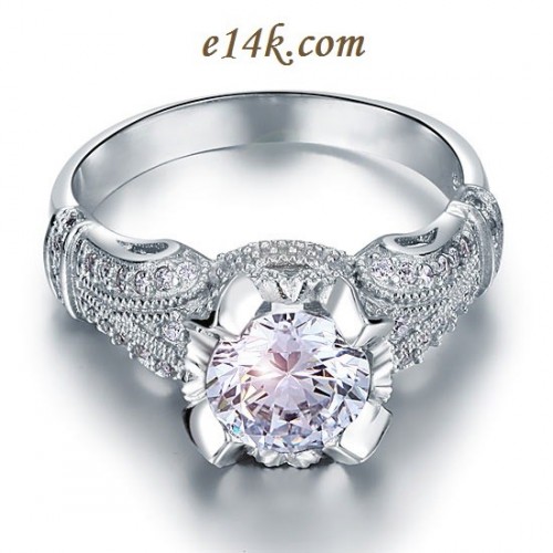 .925 Sterling Silver 2.25 cttw Round Brilliant CZ Cubic Zirconia Engagement Ring , Cubic ...