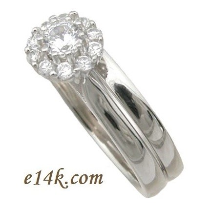 Sterling Silver 0.75 cttw Halo Style Round Brilliant CZ Cathedral ...