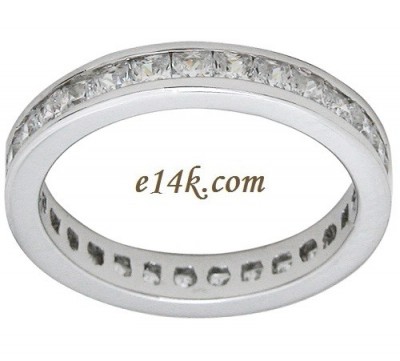 Sterling Silver 1.50 cttw Princess Cut Cubic Zirconia Channel Set CZ ...