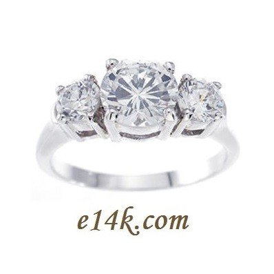 Sterling Silver 3 Stone Round Brilliant CZ Past-Present-Future Cubic ...