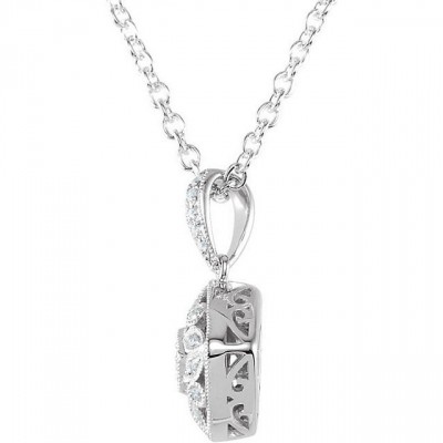 Sterling Silver .925 Antique Style Russian CZ Cubic Zirconia Pendant w ...